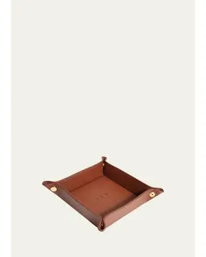 ROYCE NEW YORK Monogrammed Leather Catchall Valet Tray, Personalized Tan