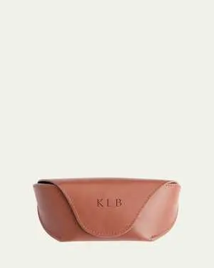 ROYCE NEW YORK Monogrammed Leather Sunglasses Carrying Case, Personalized Tan