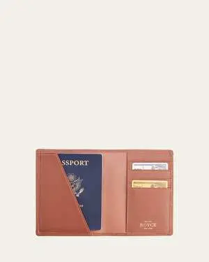 ROYCE NEW YORK Rfid Blocking Passport Case, Personalized - Tan