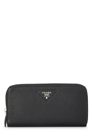 Prada Vitello Daino Continental Wallet - Black