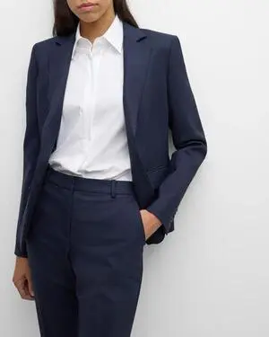 Lafayette 148 New York Stretch Wool Pick Stitch Blazer