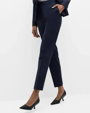 Lafayette 148 New York Clinton Cropped Stretch Wool Trousers - Mdblue