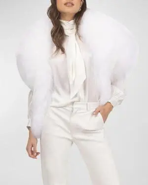 Gorski Select Lamb Shearling Stole - White