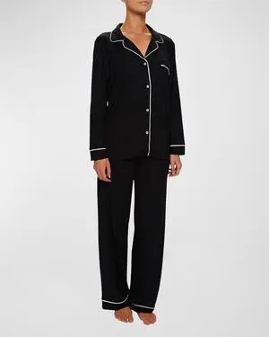 Eberjey Gisele Long Pajama Set - Black/sopi