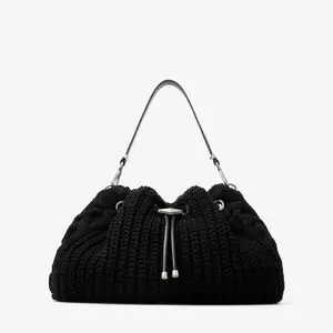 JIMMY CHOO Cinch Medium Knitted Wool Shoulder Bag