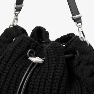 JIMMY CHOO Cinch Medium Knitted Wool Shoulder Bag
