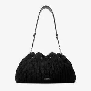 JIMMY CHOO Cinch Medium Knitted Wool Shoulder Bag