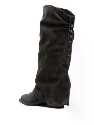 Ash Liam Buttoned Leather Boots - Brown