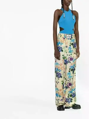 Off-White Floral-jacquard Palazzo Trousers