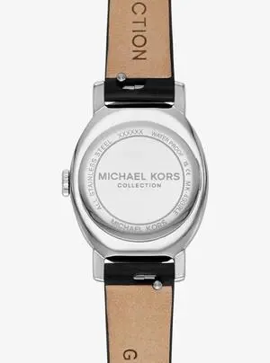 Michael Kors Limited-edition Petite Maude Silver-tone And Crocodile Embossed Leather Watch - Black