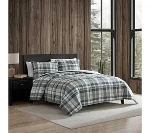 Eddie Bauer Timbers Plaid Green King Duvet Cover Set