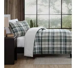 Eddie Bauer Timbers Plaid Green King Duvet Cover Set