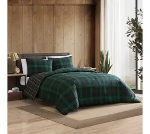 Eddie Bauer Tartan Green Cotton Full/queen Comf Orter Set