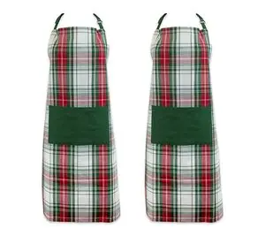 DESIGN IMPORTS Set/2 Holiday Christmas Plaid Ch Ef Apron - One-color