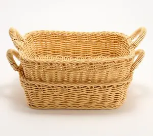 LOCKNLOCK S/2 Dishwasher Safe Rectangle Baskets W/handles