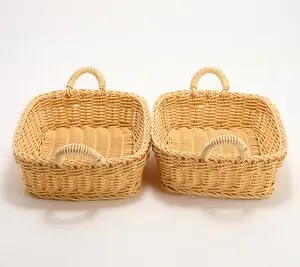 LOCKNLOCK S/2 Dishwasher Safe Rectangle Baskets W/handles