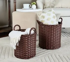 CELLA As Is Set Of 2 Entryway Baskets - One-color