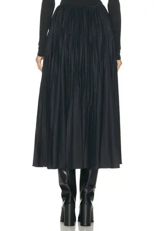Alaïa Pleated Wool Skirt - Anthracite