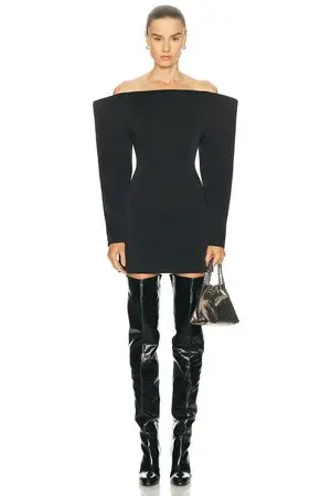 Stella McCartney Satin Long Sleeve Mini Dress - Black