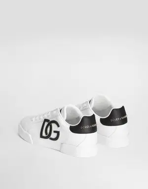 Dolce & Gabbana Calfskin Portofino Sneakers With Dg Logo - Multicolor