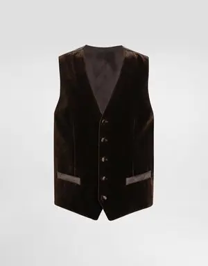 Dolce & Gabbana Velvet Single-breasted Vest - Multicolor