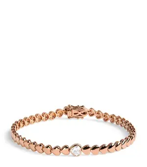 ANITA KO Diamond Heart Chain Bracelet - Rose Gold