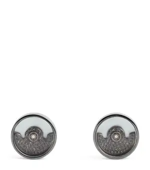 Tateossian Black Diamond Rotating Cufflinks - Silver