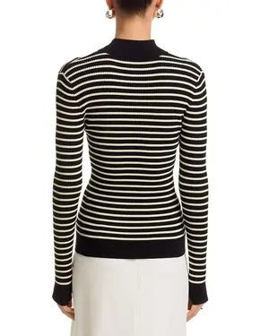 Essentiel Antwerp Ifrancis Striped Turtleneck Pullover Sweater - Black