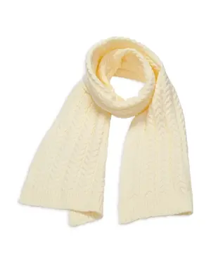 Aqua Cable Knit Scarf - Ivory