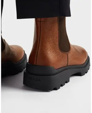 Prada Printed Leather Chelsea Boots - Brown