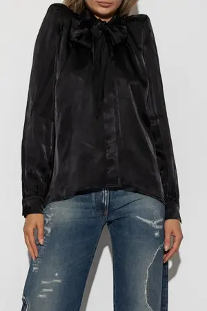 Vetements Shoulder Pad Shirt With Bow Detail
