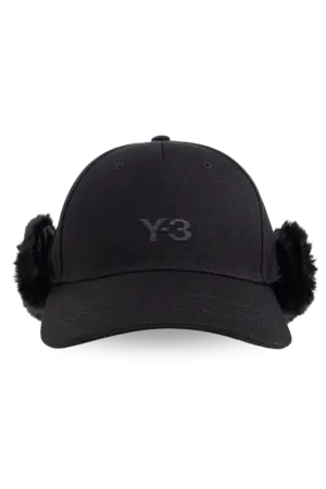 Y3 Baseball Cap With Faux Fur Ear Flaps - Black