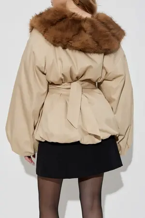 ROTATE BY BIRGER CHRISTENSEN Belted Jacket With Fur Detail