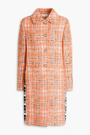 Marni Checked Cotton-blend Tweed And Ribbed-knit Coat