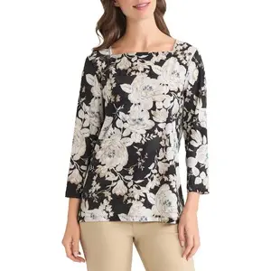 Jones New York Floral Square Neck Top