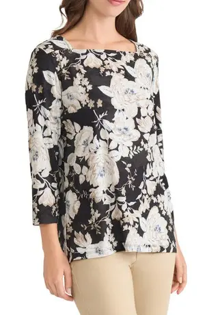 Jones New York Floral Square Neck Top