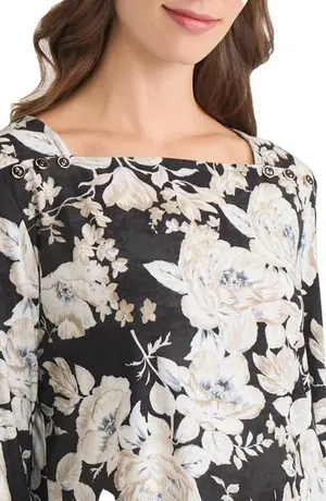 Jones New York Floral Square Neck Top