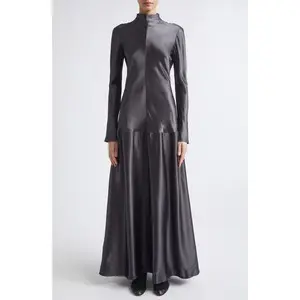 FFORME Mila Bias-Cut Long-Sleeve Gown Grey
