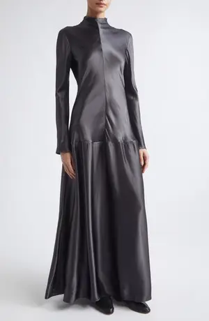 FFORME Mila Bias-cut Long-sleeve Gown - Grey