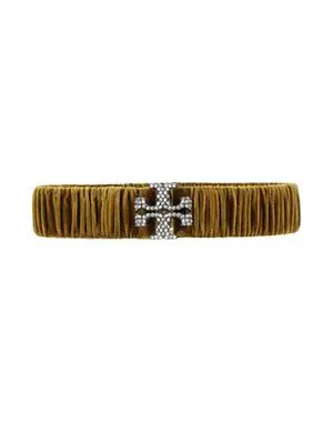 Tory Burch TORY BURCH Velvet Belt With Crystals And Logo Green