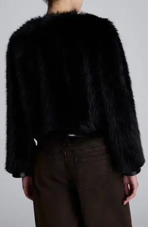 KENNETH COLE Faux Fur & Faux Leather Jacket