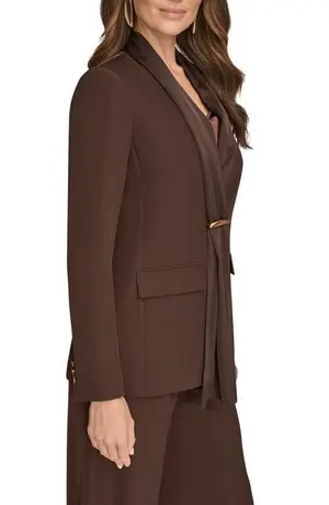 Donna Karan New York Mixed Media One-button Blazer