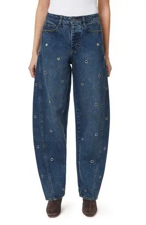 Habitual Evie High-waist Grommet Barrel Leg Jeans - Lake