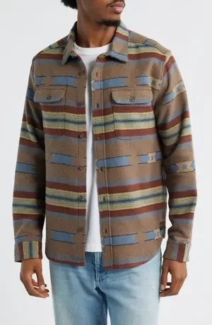 Rvca Dayshift Blanket Stripe Flannel Button-up Shirt