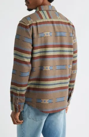Rvca Dayshift Blanket Stripe Flannel Button-up Shirt