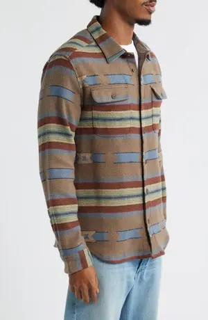 Rvca Dayshift Blanket Stripe Flannel Button-up Shirt