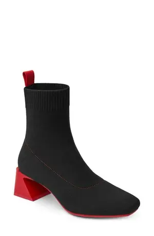 Vivaia Square-toe Heeled Boots - Black/ruby Red