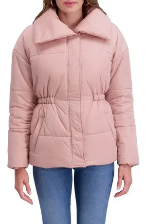 Kensie Envelope Collar Puffer Coat - Rose