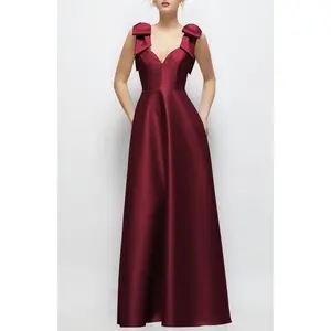 Alfred Sung Bow Detail Ball Gown - Cabernet