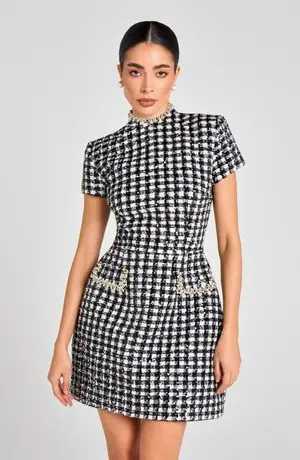 NADINE MERABI Tweed Mini Dress